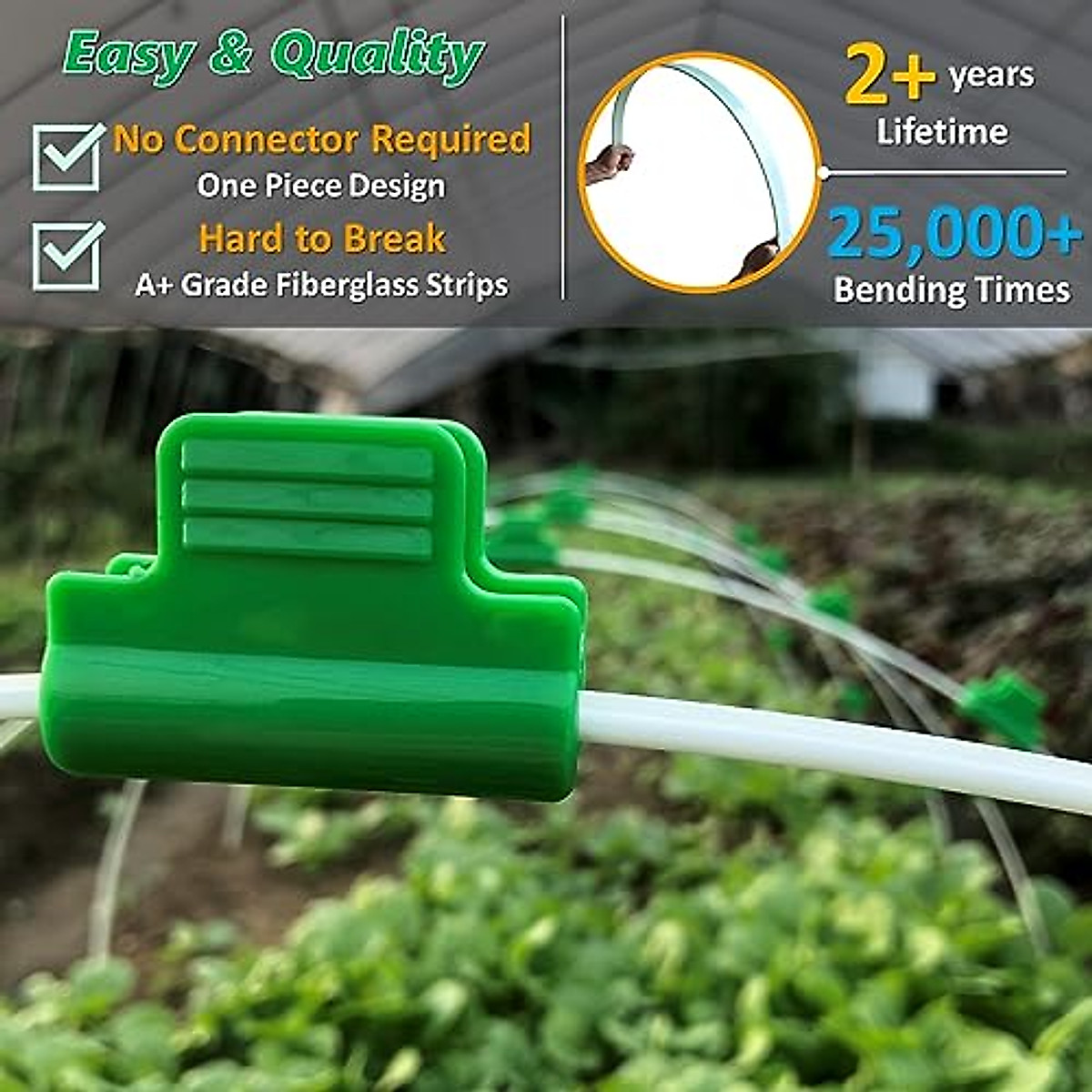 LANEVAN Greenhouse Hoops for 2-4ft Wide Raised Beds, 6.56ft Long Super Bendable Fiberglass Garden Hoops, Weather Resistant Grow Tunnel Support Hoops Frame for Plant Row Cover, 6 Pcs