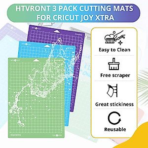 HTVRONT Cutting Mats for Cricut Joy Xtra, 3 Pack Cutting Mats 8.5"x12"(StandardGrip, LightGrip, StrongGrip), Variety Adhesive Reusable Cutting Mats Accessories for Cricut Joy Xtra