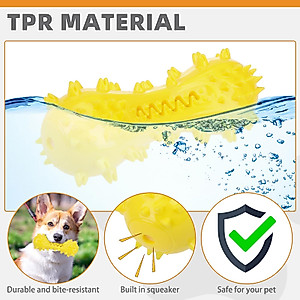 KOOLTAIL Indestructible Dog Toy, Floating Dog Toys for Swimming Pool,Dog Toothbrush Chew Toy, Interactive Training Games Funny Squeaky Dog Toy for Aggressive Chewers Small Medium Large Dogs Yellow