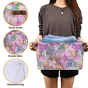 ALAZA Vintage Plants Flowers Willow Berry Florals Storage Basket for Shelves for Organizing Closet Shelf Nursery Toy, Fabric Collapsible Storage Organizer Bins Decorative Baskets with Handles Cubes