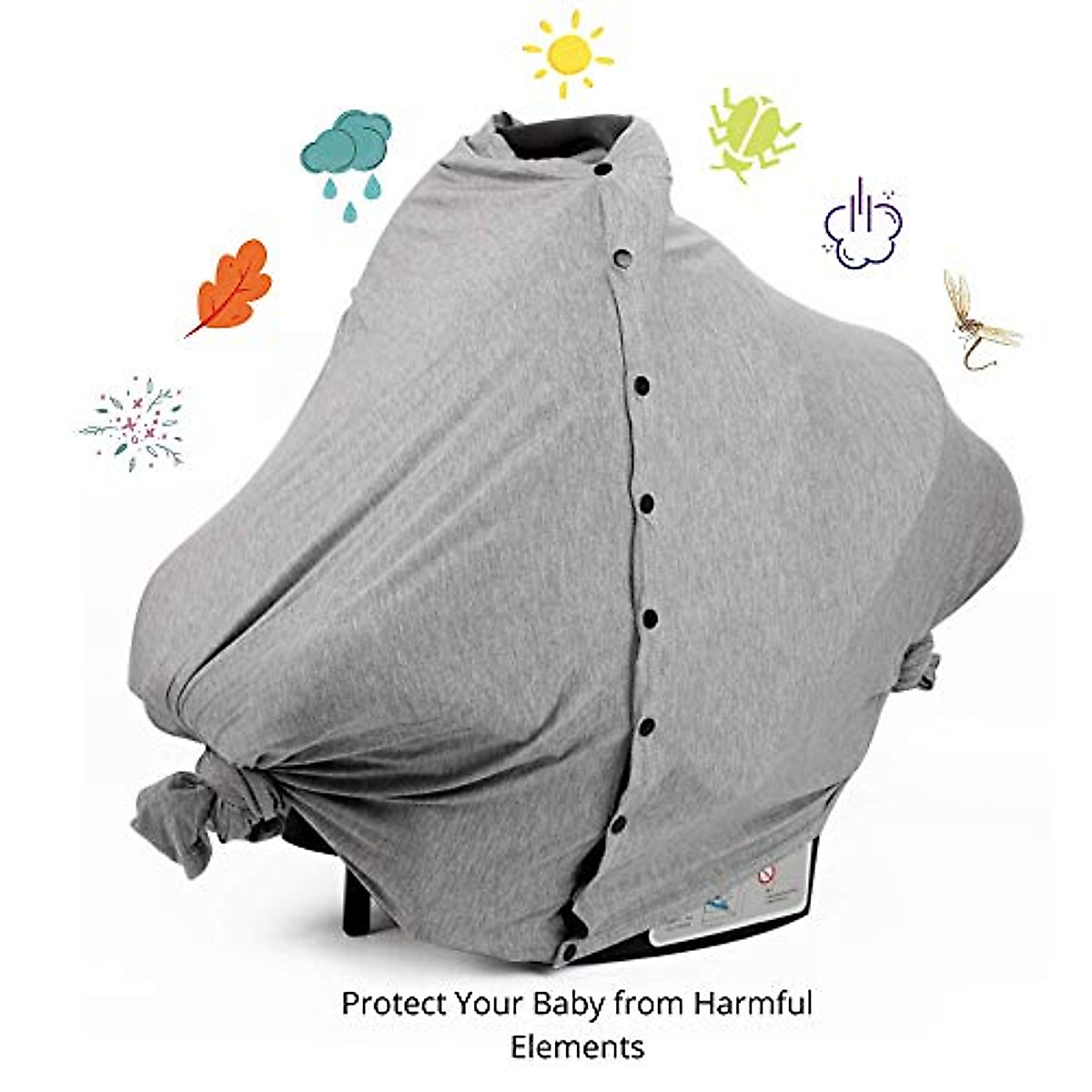 Nursing Cover for Breastfeeding - Multi Use - Nursing Blanket – Poncho Style with Buttons - Stretchy Baby Car Seat Canopy - Nursing Cover Scarf