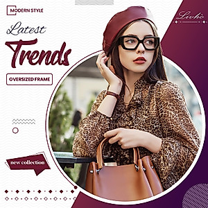 livho 3 Pack Blue Light Glasses Women Men Oversized Fashion Computer Bluelight Blocking Thick Frame Eyeglasses Anti Eyestrain (A1 Black/Dark Green/Leopard)