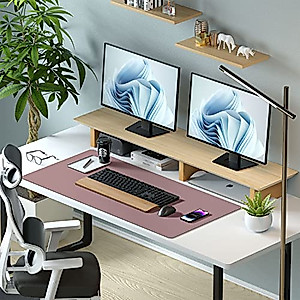 Leather Desk Pad Protector,Mouse Pad,Office Desk Mat,31.5" x 15.7" Non-Slip PU Leather Desk Blotter,Laptop Desk Pad,Waterproof Desk Writing Pad for Office and Home (31.5" x 15.7", Dark Pink)