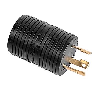 RVGUARD Generator Adapter Plug 3 Prong to 4 Prong, NEMA L5-30R to NEMA L14-30R Locking Adapter.