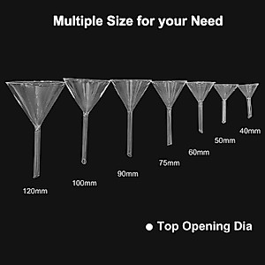 PATIKIL 50mm Glass Funnel, 2 Pack Short Stem Scientific Borosilicate Glass Heavy Wall Funnel for Filling Water Bottle Home Lab Kitchen Use