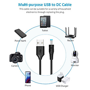Basicvolt Universal Power Cable USB-A Cable with 14 Interchangeable Connectors 5V USB Charging Cable Compatible with PS3 PS4 Controller Digital Camera Smart Phone Go Pro Pad Speaker Xbox