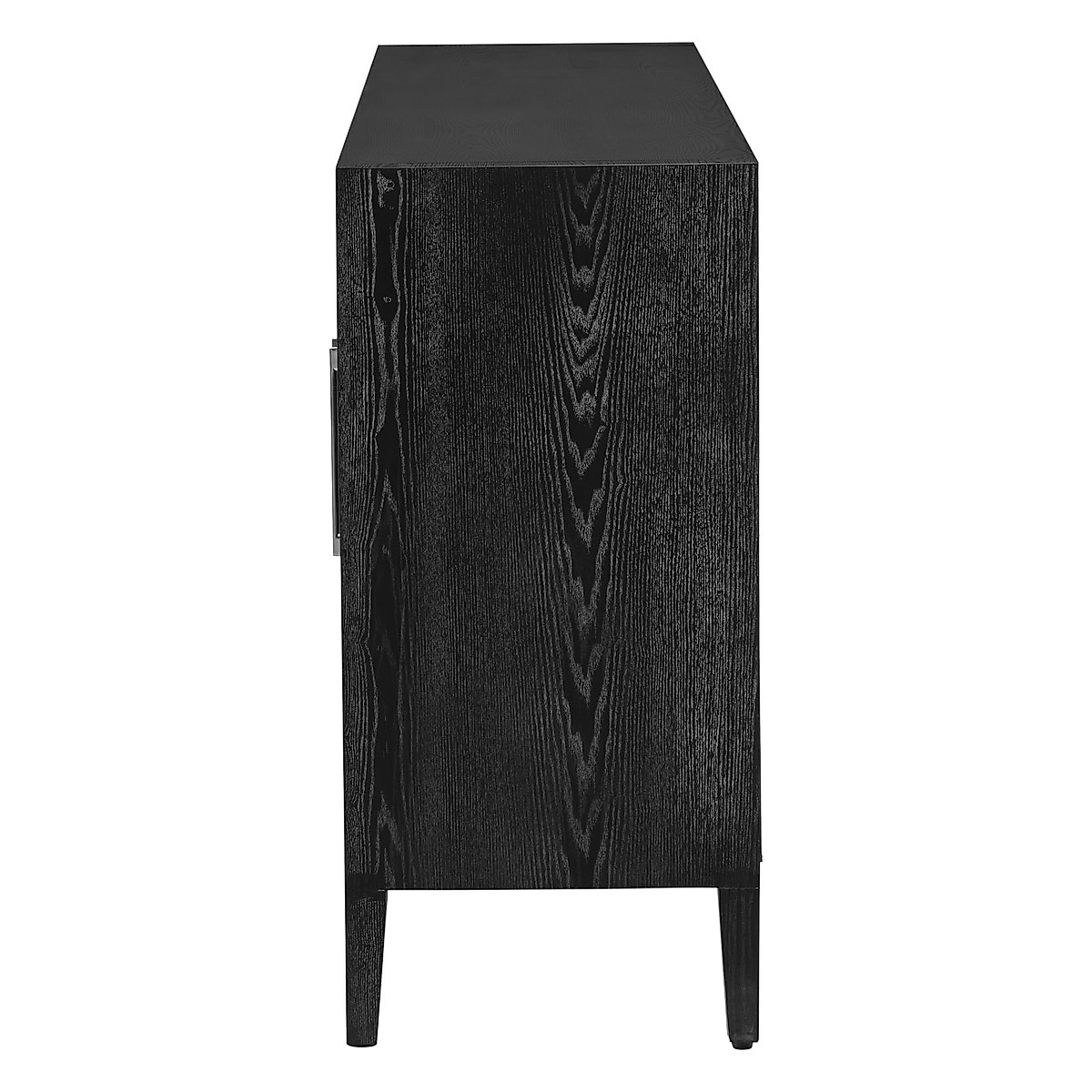 HZSSDTKJ Modern Accent Storage Cabinet with Three Tempered Glass Doors, Wood Buffet Sideboard with Adjustable Shelf, Console Table for Living Room, Study and Entrance (Black-06)