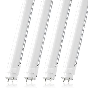 JESLED T8 T12 4FT LED Type B Light Bulbs, 24W 5000K Daylight, 3000LM, 4 Foot Fluorescent Tube Replacement, ETL Listed, Double Row, Frosted, Dual-end Powered, Remove Ballast, Warehouse Lights (4-Pack)