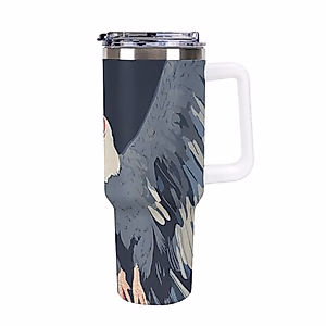 Flying Vulture Large Capacity Insulated Car Cup Travel Coffee Mug 40 Oz Reusable Tumblers with Straw and Lid