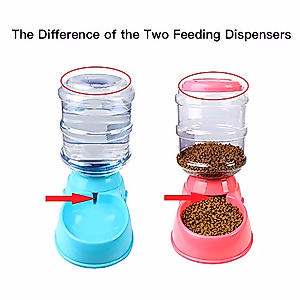 Automatic Pet Water Food Dispenser 3.8L Large Capacity Self-Dispensing Gravity Pet Feeder Waterer Cat Dog Feeding Bowl Drinking Water/Automatic Feeding Pet Supplies 1#