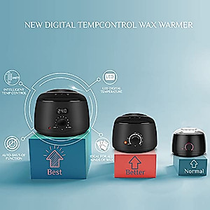 Waxing Kit, Digital Wax Warmer Kit for Coarse Fine Hair Removal, Home Wax Kit with Unique Formulas Hard Wax Beads for Eyebrow Facial Bikini Brazilian Legs Full Body Waxing