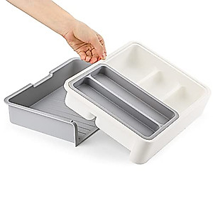 Suwimut 2 Pack Expandable Drawer Organizer, Flatware Drawer Tray Silverware Organizer Utensil Holder Cutlery Tray with Drawer Dividers for Kitchen Utensils and Flatware, Office, Bathroom