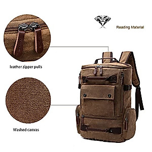 FASNAHOK Men's Canvas Travel Backpack Woman Hiking Rucksack Vintage Laptop Back Pack School Bag for Outdoor Sports Gym