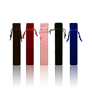 Single Velvet Pen Pouch Portable Pen Bag Case Drawstring Pencil Bag Office School Pen Pouch Sleeve Holder (Brown, 50Pcs)