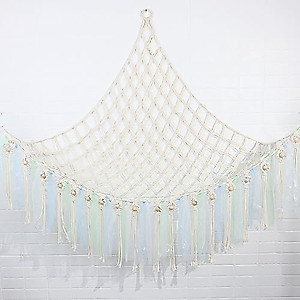 GSZTTKX Stuffed Animal Hammock,Macrame Large Toy Net Hanging for Stuffed Animals Storage Organizer Wall Corner,Boho Plush Stuffed Animal Holder Children Room Nursery Decor (with Light,Beads,White)