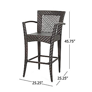 Christopher Knight Home Megan Outdoor 46" Wicker Barstool (Set of 2), Multi Brown Finish