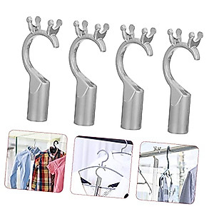 NOLITOY 4pcs Cloths Replacement Utility Accessories Fork Area Steel Clothes Display Stick Pole Rack Home Hangers Silver Reaching Support Clo Rail for Decor Hanging Rod Retail High