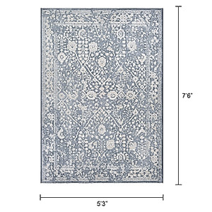 Couristan Marina Lillian Area Rug Slate Blue/Oyster, 5'3" x 7'6"