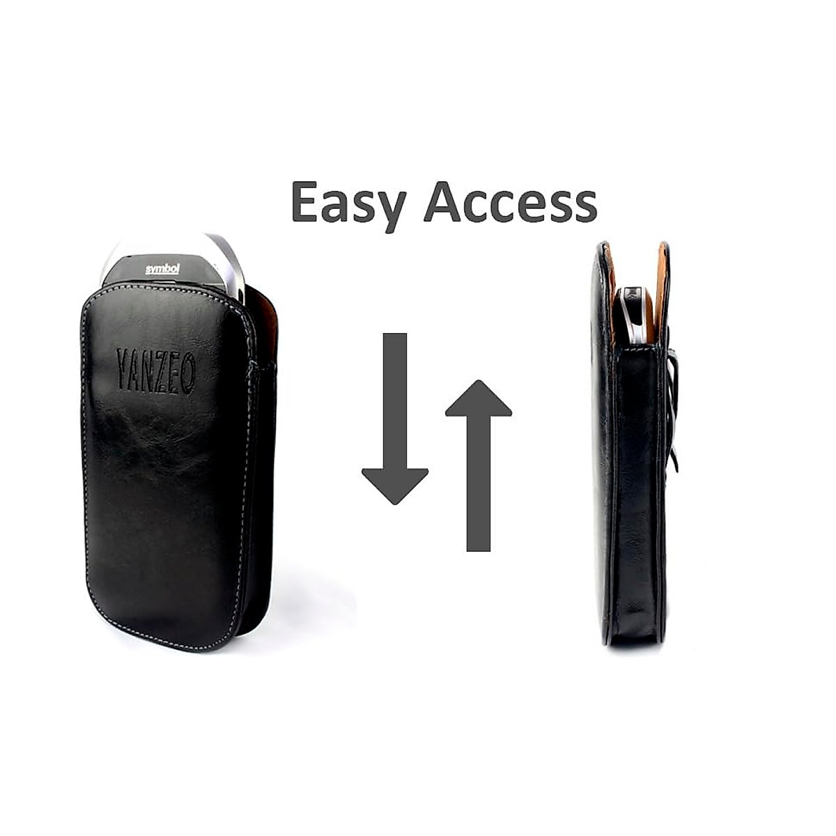Zebra TC77 TC70 Scanner Leather case, Yanzeo Sturdy Portable Bag, Suitable for Zebra TC75, TC21, TC51, TC52, TC72, TC77, Handheld Barcode Touch Mobile Data Terminal, Bracket with Metal Clip