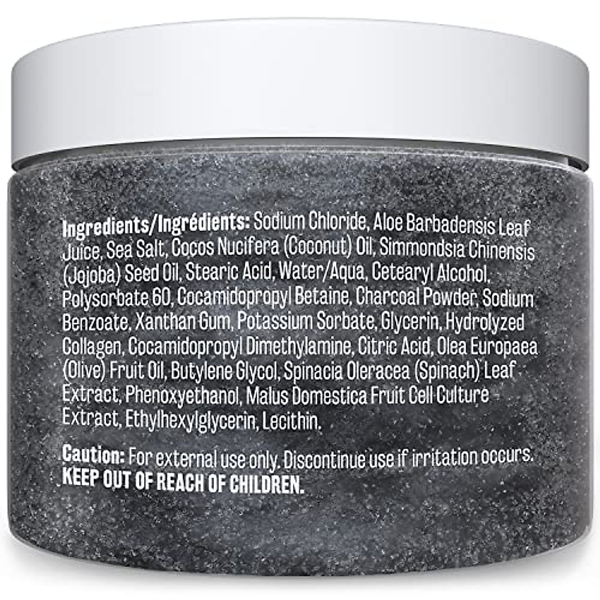 Charcoal Scrub Face Foot & Body Exfoliator Infused with Collagen and Stem Cell Exfoliating Salt Body Scrub for Toning Skin Cellulite Skin Care Body by M3 Naturals Pack of 2