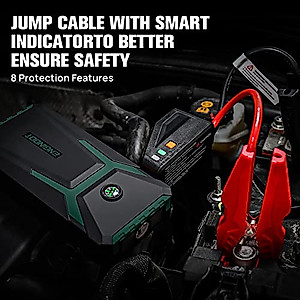 ENGINDOT Jump Starter for Up to 7.0L Gas or 5.5L Diesel Engine, 800A Peak 18000mAh 12V Auto Battery Booster with LCD Screen, Portable Power Bank with USB Quick Charge T8 Green