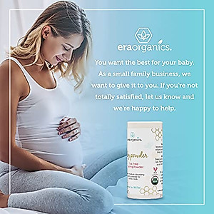 Era Organics Talc Free Baby Powder - USDA Organic Dusting Powder for Excess Moisture &amp; Chafing That’s Actually Good for Your Skin- Non Toxic, Non-GMO, Cruelty Free Baby Skin Care