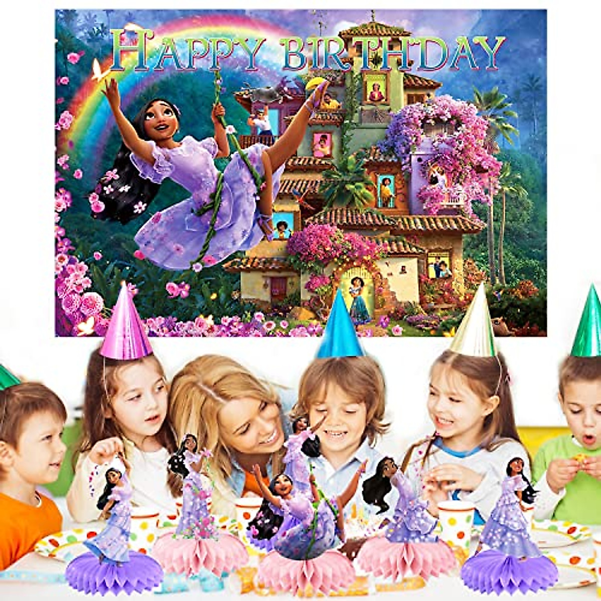 Encanto Birthday Party Supplies, Movie Encanto Backdrop for Room Decor and Boys Girls Birthday Party Decorations (5×3 Ft)