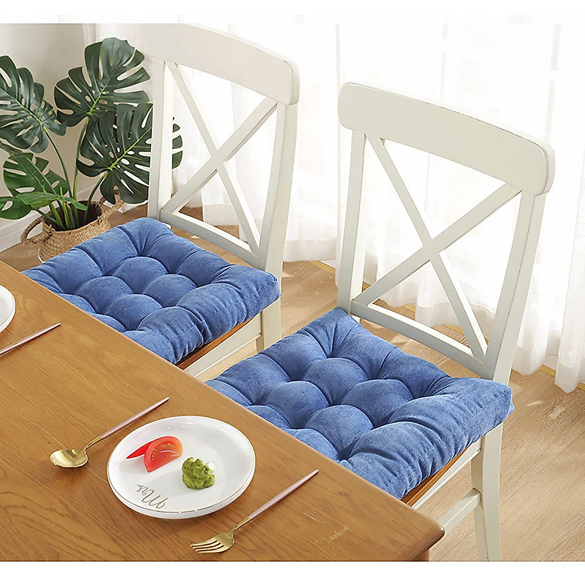 Thicken Tufted Cushion,Square Floor Pillow Corduroy Meditation Cushion Comfort Soft Tatami Seat Cushion,Reduces Pressure Chair Cushion Pads for Living Room Balcony Bay Window Yoga-Red 38x38cm(15x15inc