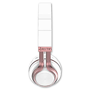 Aduro Resonance Wireless Headphones with Microphone Foldable Over The Ear Headphones with Mic Rechargeable Wireless Headset - White/Rose Gold