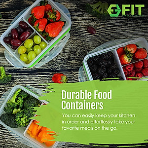 Bento Box Lunch Containers for Adults & Kids (4 Pack, 39 oz) - Lunch Box Meal Prep Containers with Lids - Microwave, Freezer, & Dishwasher Safe, Leakproof Reusable Food Prep Containers, 3 Compartments