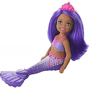 Barbie Dreamtopia Chelsea Mermaid Doll with Purple Hair & Tail, Tiara Accessory, Small Doll Bends At Waist