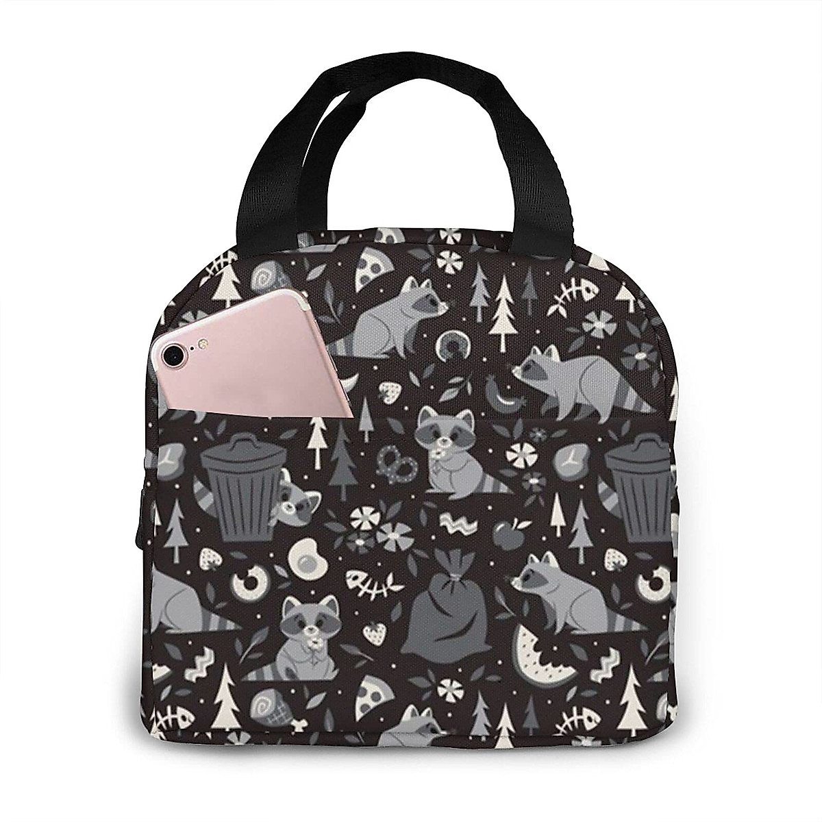 tianls Trashy Raccoons Lunch Bag Tote Bag Lunch Bag for WomenMen Lunch Box Insulated Lunch Container, One Size