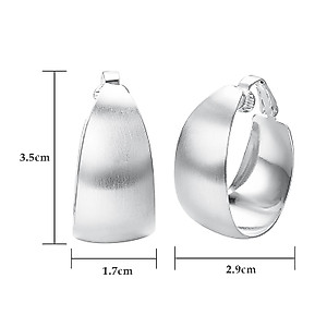 Yoursfs Silver Clip Thick Hoop Earrings For Women Clip On Platinum Plated Non Pierced Ears 35mm Large Earring