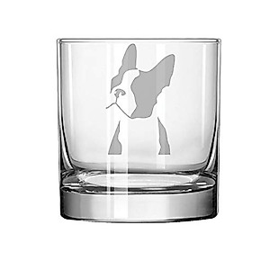 11 oz Rocks Whiskey Highball Boston Terrier Face