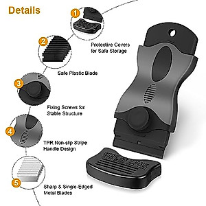 Ainiv Razor Blade Scraper, 2-in-1 Scraper Tool with 10PCS Metal Blades and 10PCS Plastic Blades, Multi-funtional Cleaning Razor Scraper for Decals, Stickers, Labels, Caulk, Adhesive, Paint Removal