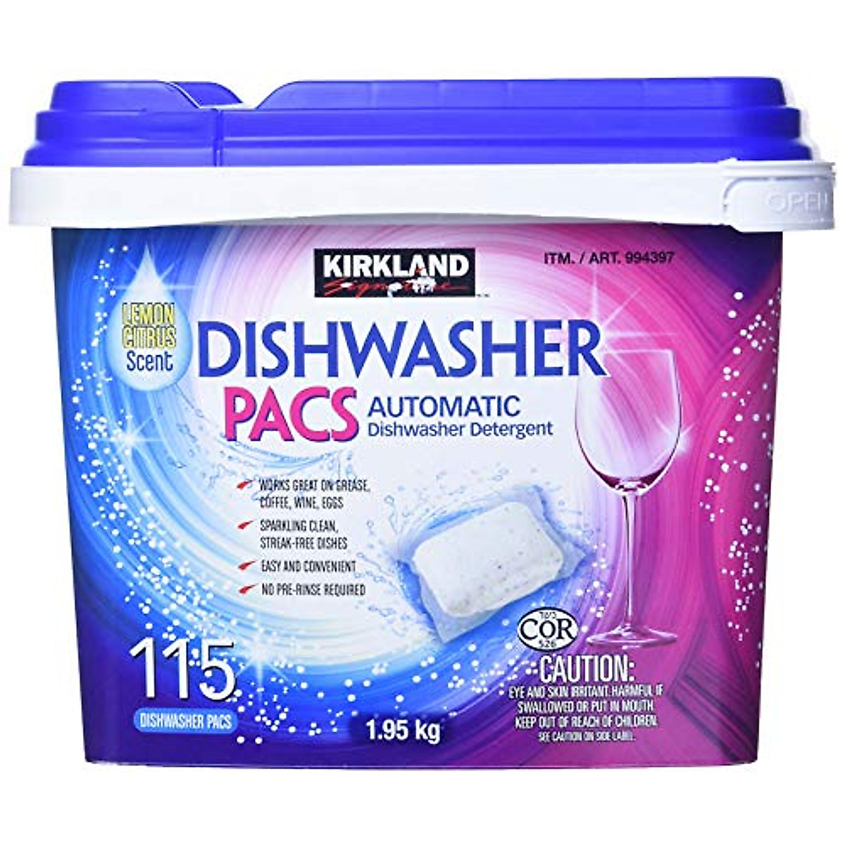 Kirkland Signature Easy to Use, Streak Free Premium Dishwasher Pacs, Automatic Dishwasher Detergent