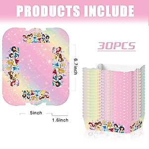 30 Pack Princess Birthday Party Supplies Decorations,Princess Food Tray Princess Theme Party Favors Paper Food Serving Tray
