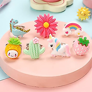 PinkSheep Little Girl Jewel Rings in Box, Adjustable, No Duplication, Girl Pretend Play and Dress Up Rings (24 Lovely Ring)