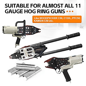 KIMSING - AC50 11 Gauge 304SS Hog Ring Staples, 320 Pcs/Box, 1 1/2" (38.7mm) Crown, C Type Staples for Gabion, Wire Cages, Fencing