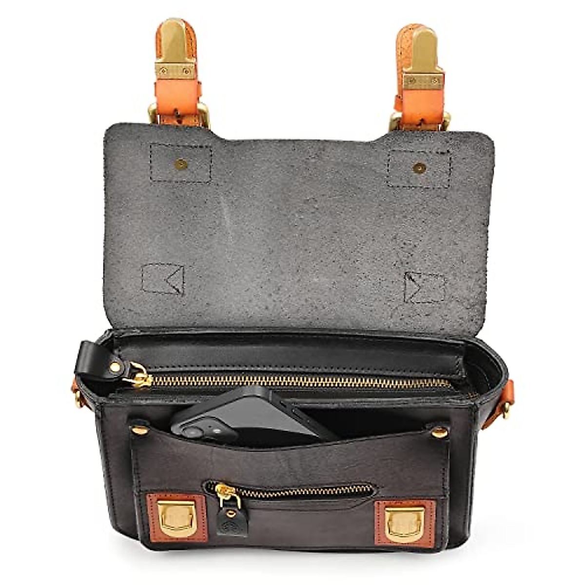 OLD TREND Genuine Leather Aster Mini Satchel Bag (Black)