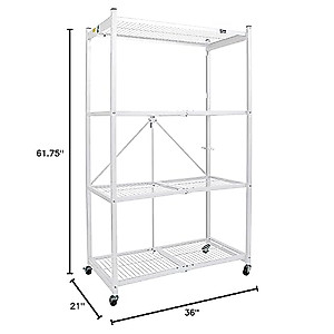 Origami R5 Foldable 4-Tier Garage Shelving Heavy Duty Shelving with Wheels, Metal Storage Rack Holds 1000 pounds, Garage Storage Rack & Organization, Storage Shelving (White, R5 2-Pack)