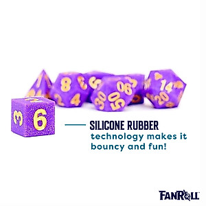 FanRoll 16mm Sharp Edge Silicone Rubber Poly DND Dice Set: Regal Ricochet, Role Playing Game Dice for Dungeons and Dragons