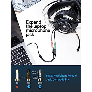 VIOY Mic Headphone Splitter, 3.5 mm Audio Headset Y Splitter Cable TRRS Male to 2 Female Separate Jack for PC Gaming Headset, PS4, Xbox One, Laptops, Tablet, Smartphone…