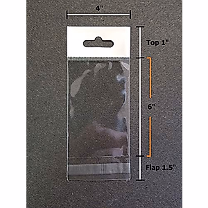 UNIQUEPACKING 100 Cello Bags 4x6 Inch, (H) Resealable w/Hanging Header Hang TOP