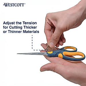 Westcott 8" Titanium-Bonded Non-Stick Scissors For Office & Home, Gray/Yellow, 3 Pack (15454)