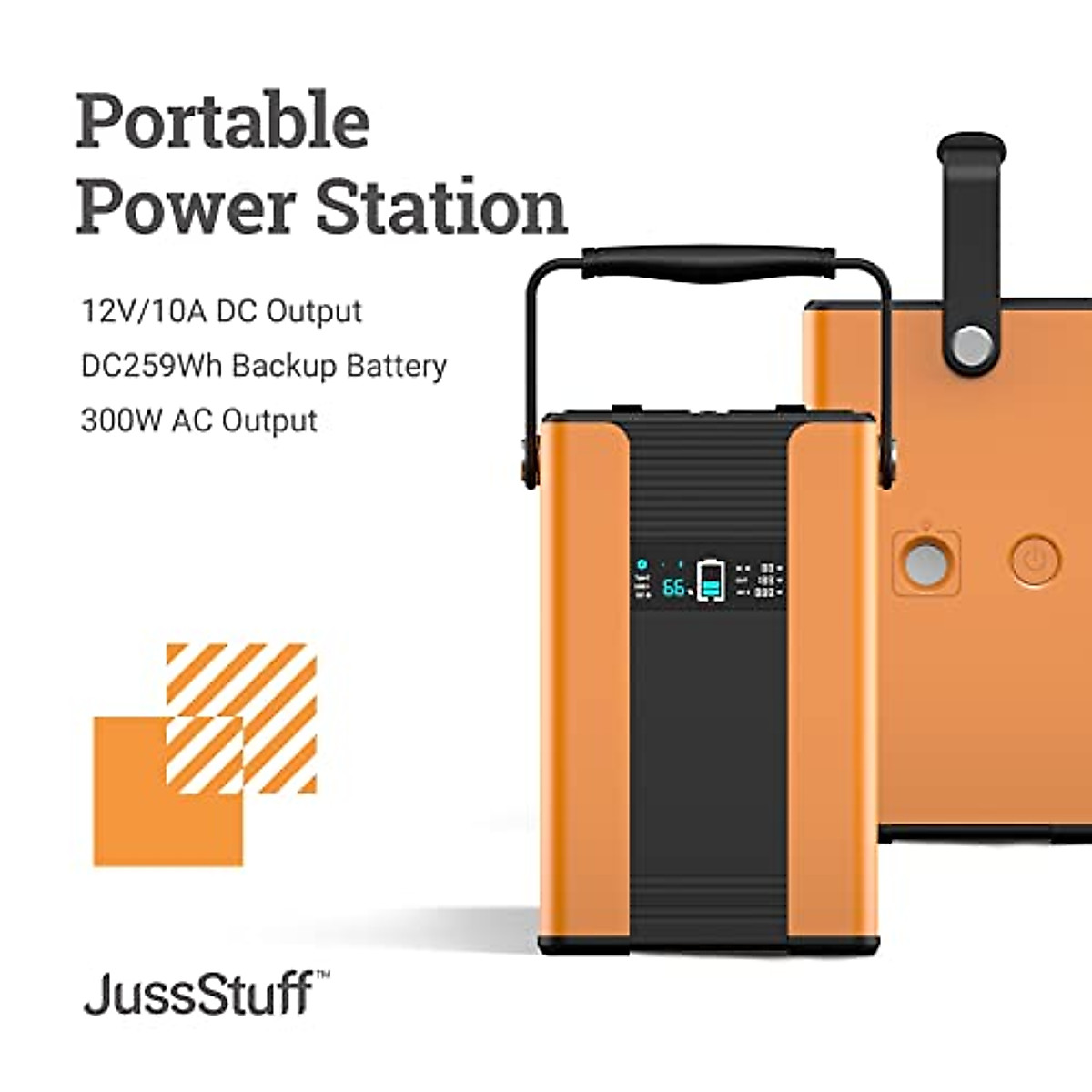 Portable Power Station 300W - Indoor & Outdoor Battery Powered Outlet with AC, Car, and USB C Recharging - Small Power Generator - 115v AC, 12v DC, and USB Outlets