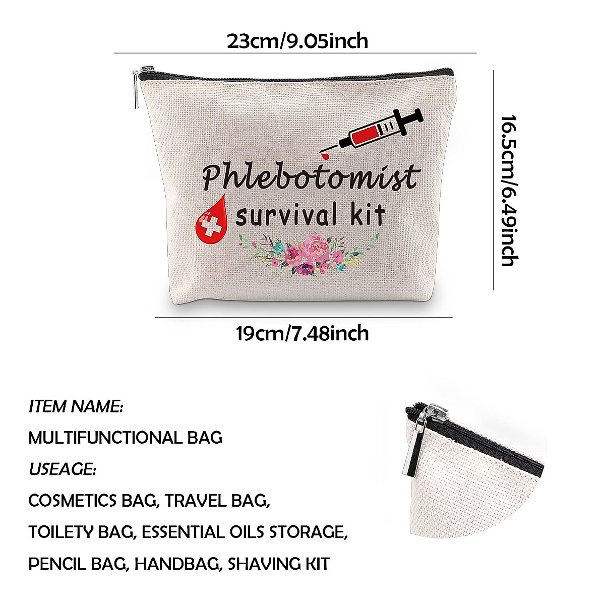 Generic WCGXKO Phlebotomist Survival Kit Phlebotomy Graduation Gift for Technician Hematologist Medical Technologist Zipper Pouch Makeup Bag (Phlebotomist Survival)