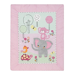 Bedtime Originals Twinkle Toes Jungle Elephant 3 Piece Bedding Set, Pink/White