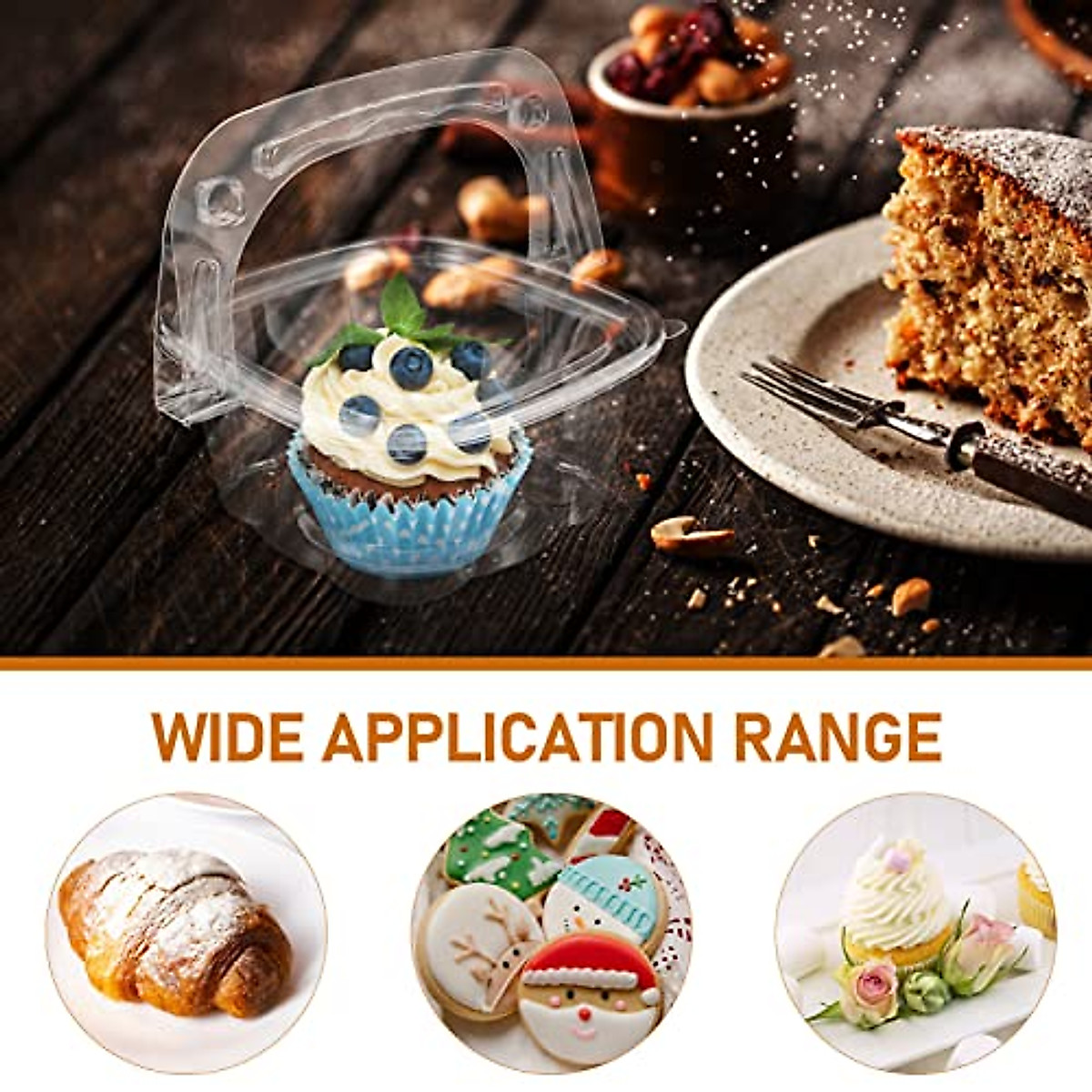 SOLUSTRE 10pcs Mini Cake Box Plastic Fruit Bowls Disposable Dessert Holder Reusable Salad Sushi Container Cupcake Packaging Treat Boxes Vegetable Saving Bowls Transparent