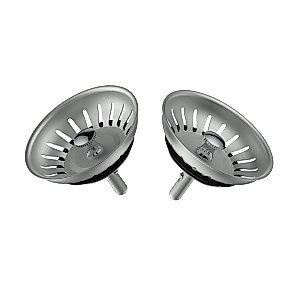 KANARY Kitchen Sink Basket Strainer Replacement for Standard Drains (3-1/2 Inch) Stainless Steel Body with Rubber Stopper (Pack of 2, Stianless Steel)